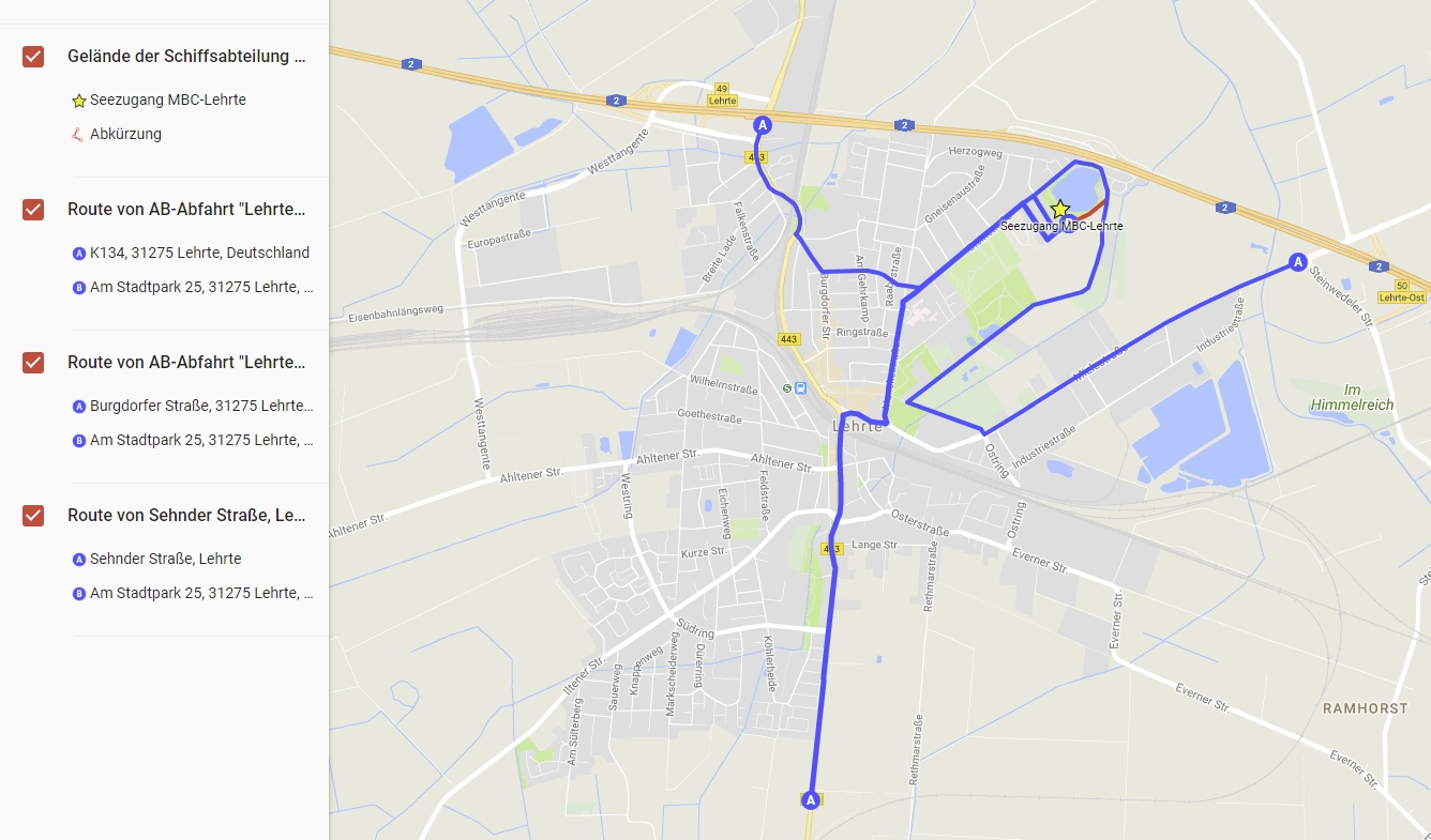 Schiffsabteilung Anfahrt – MBC-Lehrte e.V.